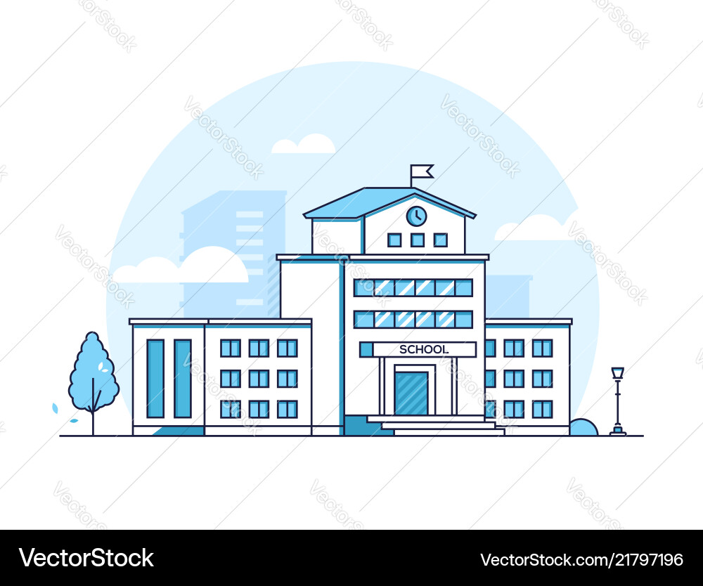 School building - modern line design style Vector Image