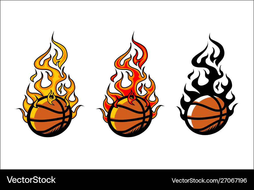 Sport ball flame set 3 Royalty Free Vector Image