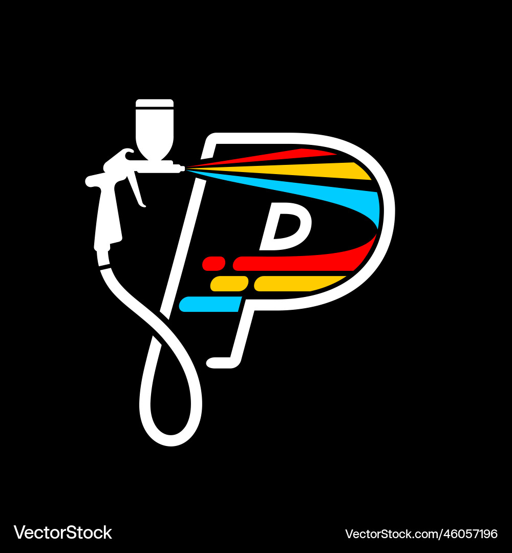 Spray paint logo with letter p concept Royalty Free Vector