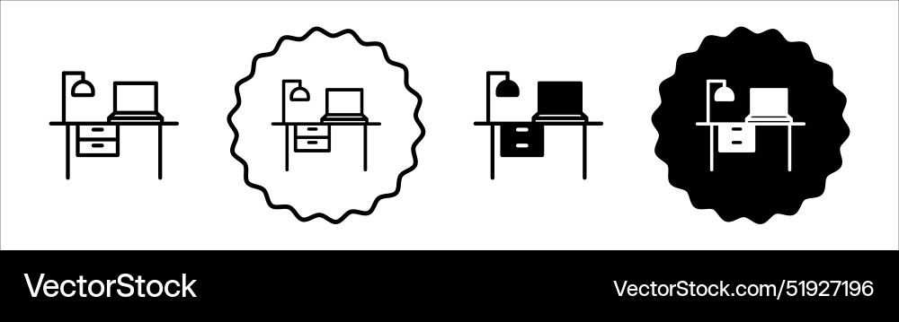 Study table icon symbol set collection Royalty Free Vector