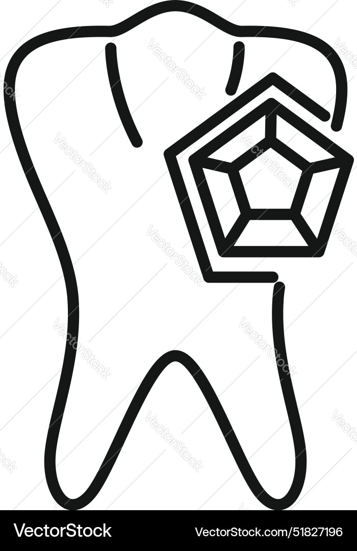 Tooth gem shining brightly on a single tooth Vector Image