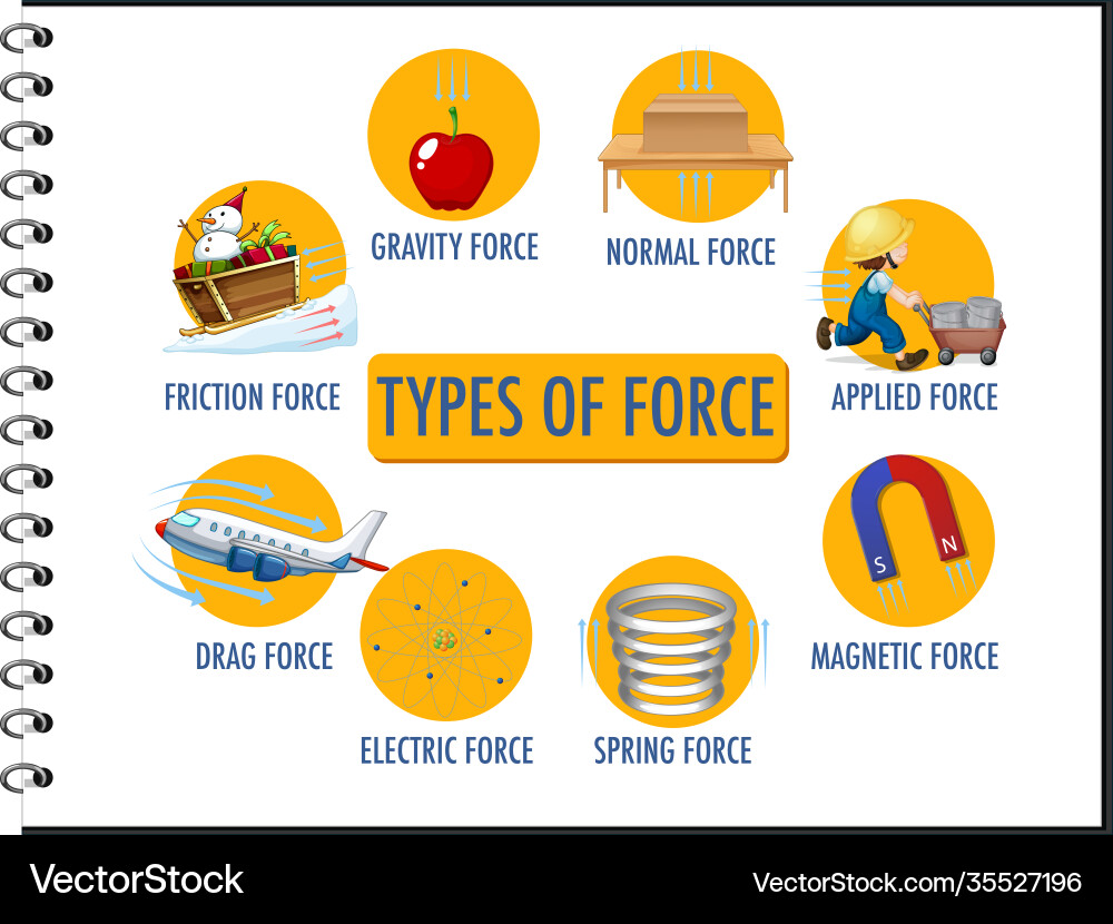 Types force for children physics educational Vector Image
