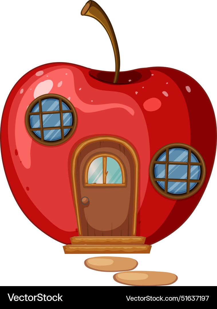 A whimsical house shaped like an apple Royalty Free Vector