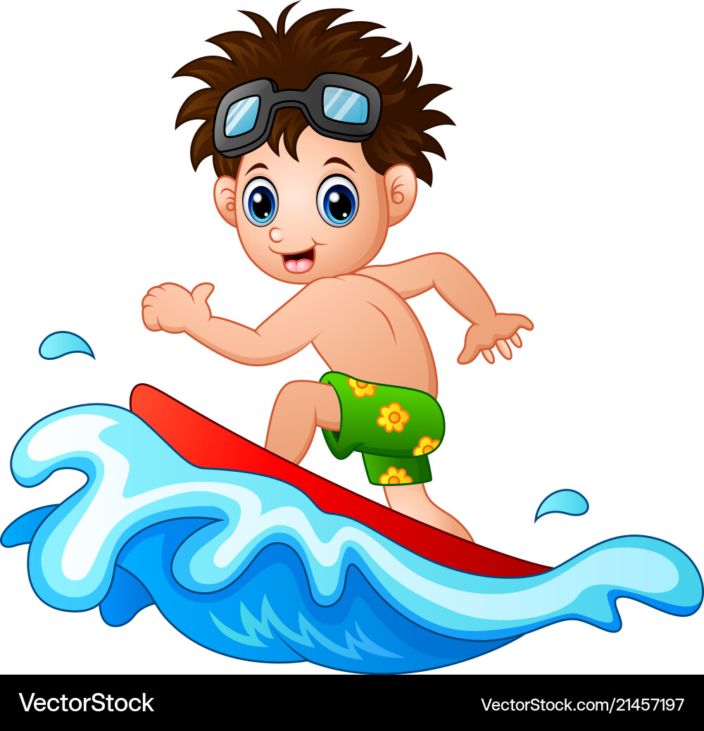 Boy Surfing Big Wave - Summer Fun Royalty Free Vector Image