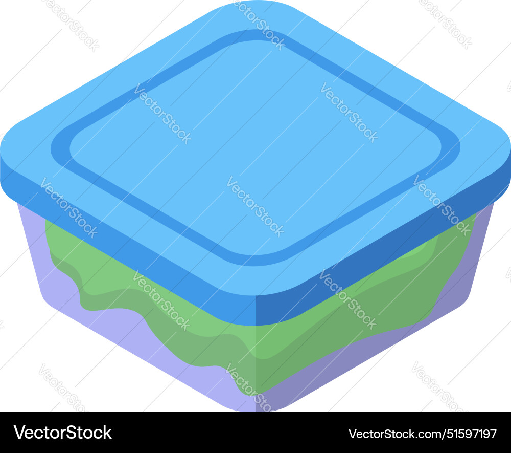 Closed lunch box containing green food for work Vector Image