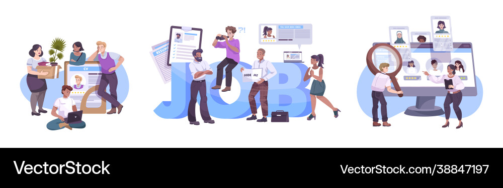 Flat recruitment compositions set Royalty Free Vector Image