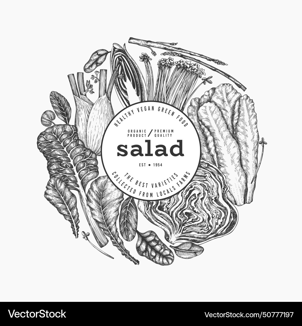 Green vegetable design template hand drawn Vector Image