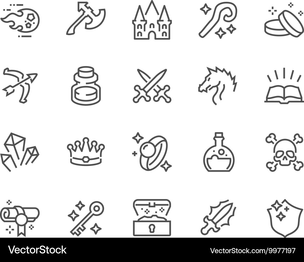 Line fantasy icons Royalty Free Vector Image - VectorStock