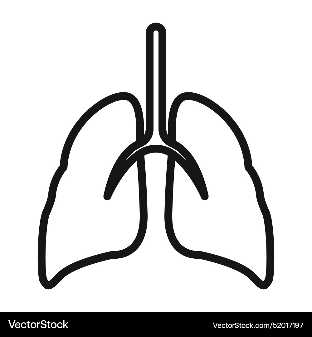 Lungs icon black line art Royalty Free Vector Image