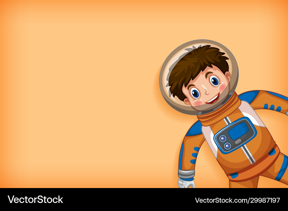 Plain background with happy astronaut in orange Vector Image