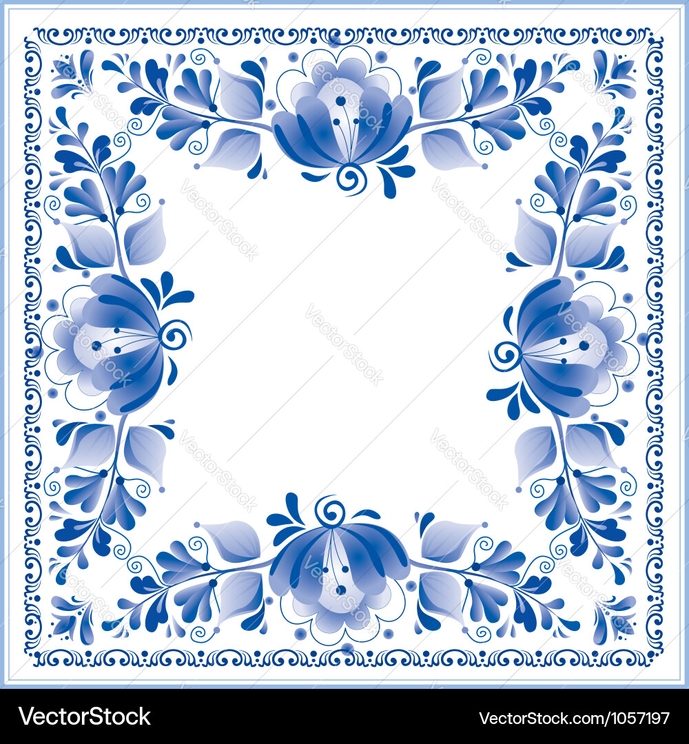 Russian national blue floral pattern Royalty Free Vector