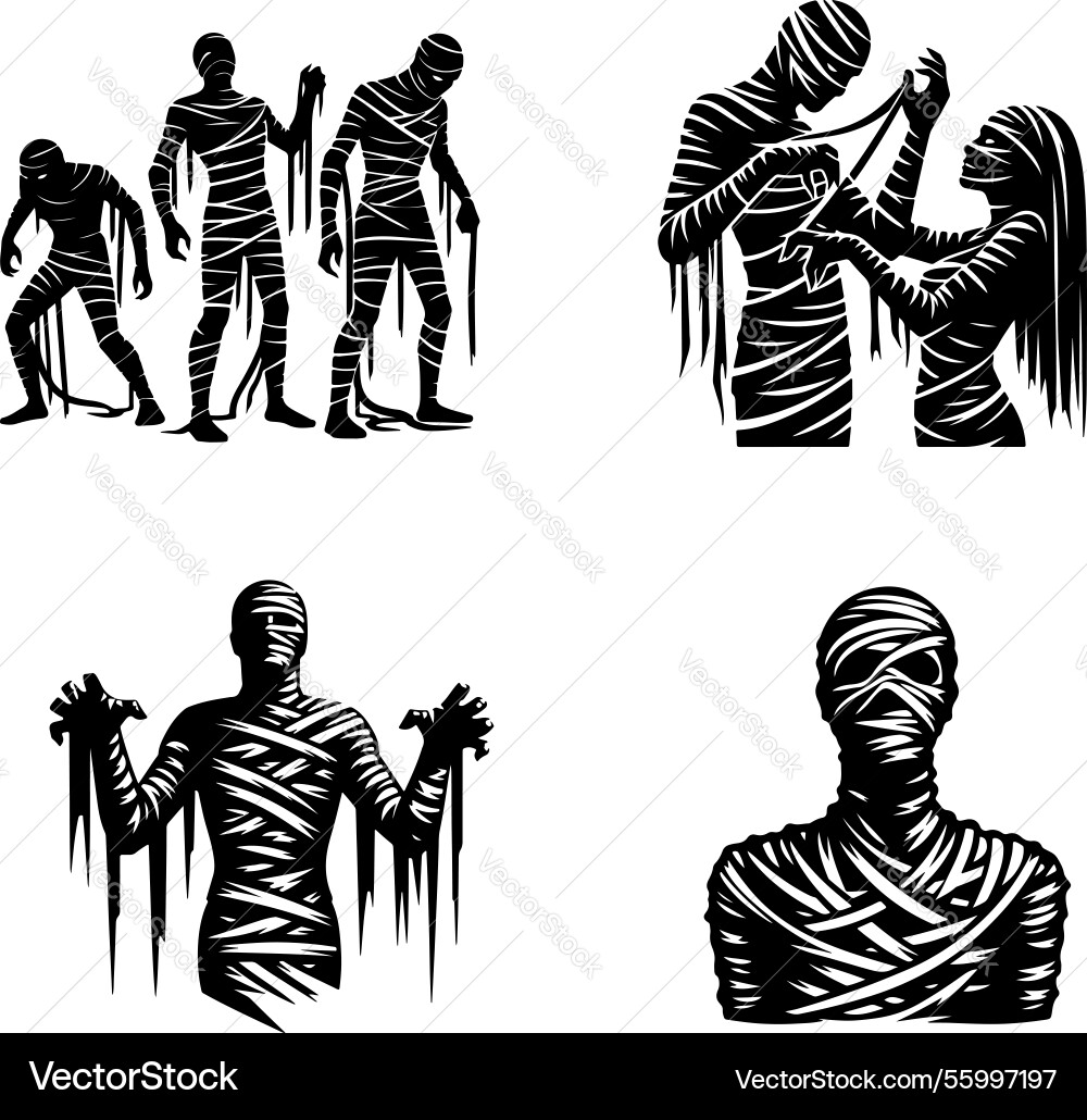 Set of mummy silhouettes Royalty Free Vector Image