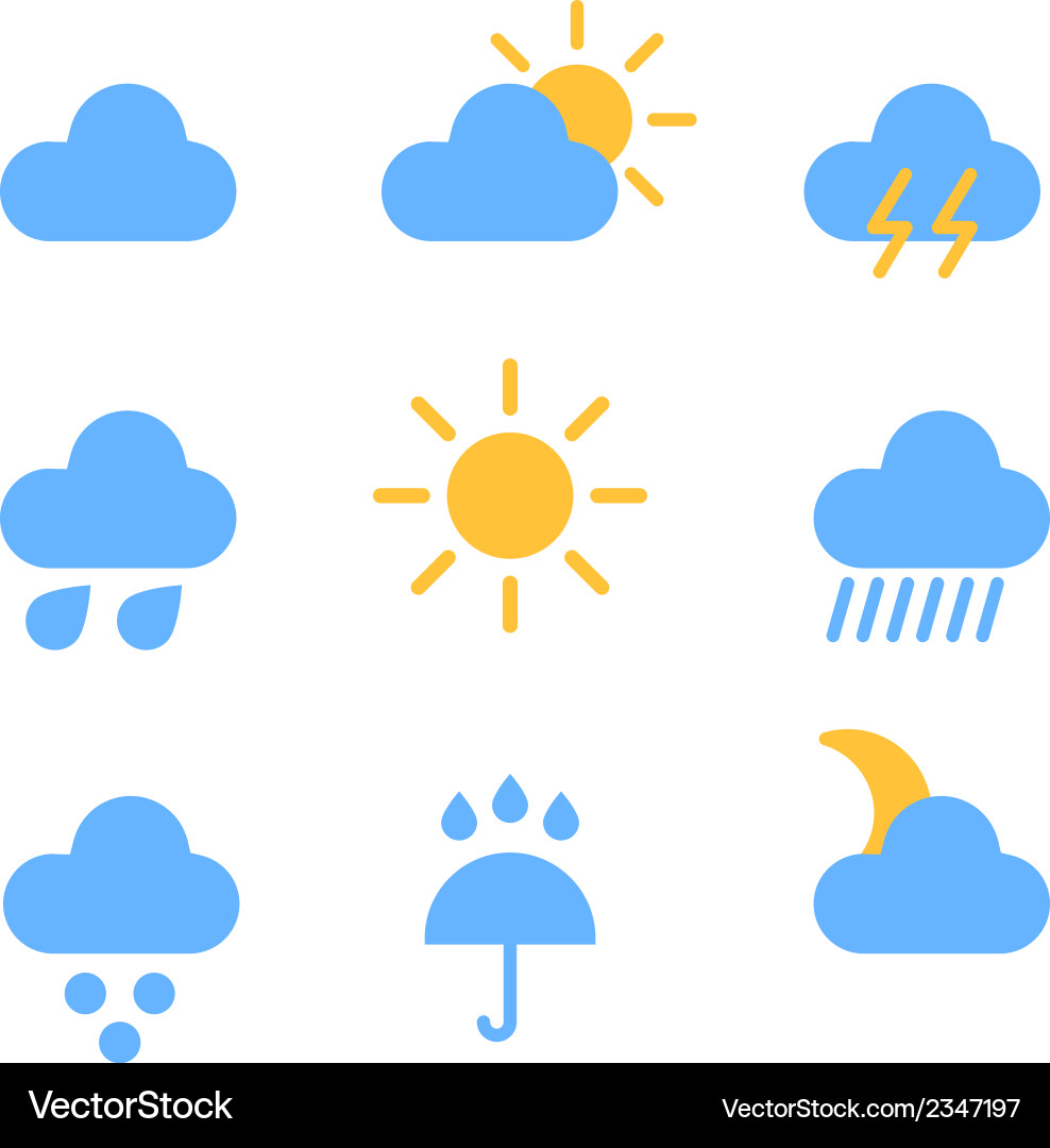Weather forecast color web icons collection Vector Image