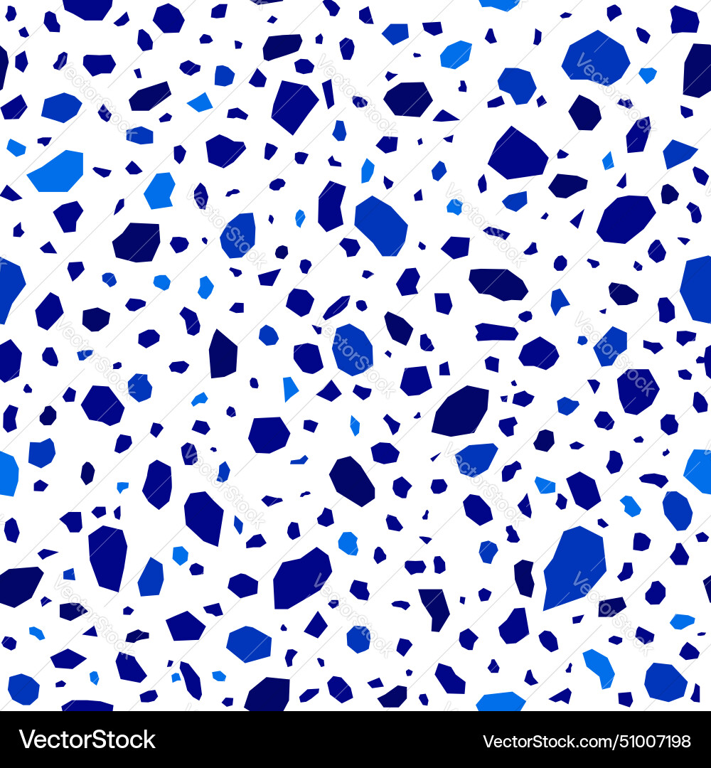 Blue terrazzo marble pattern on white background Vector Image