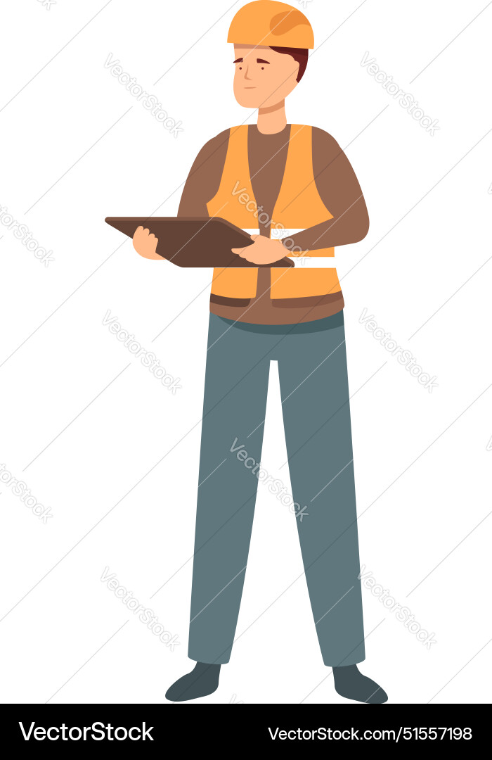 Construction site supervisor holding digital Vector Image