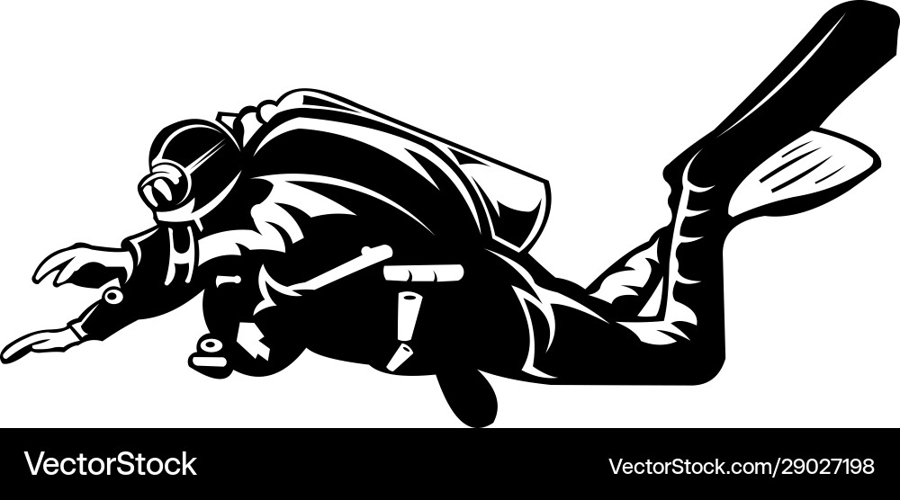 Diver swimming underwater Royalty Free Vector Image