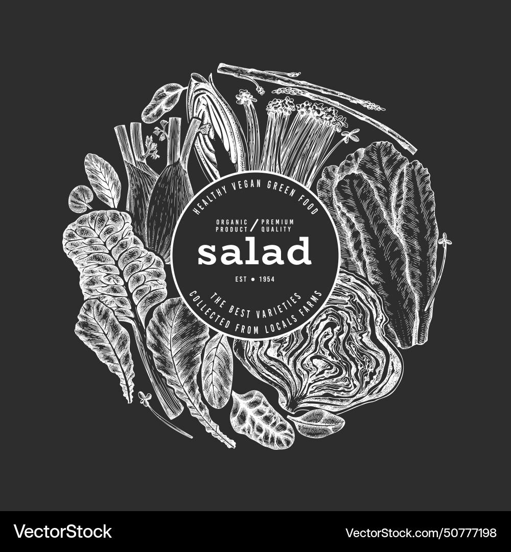 Green vegetable design template hand drawn Vector Image