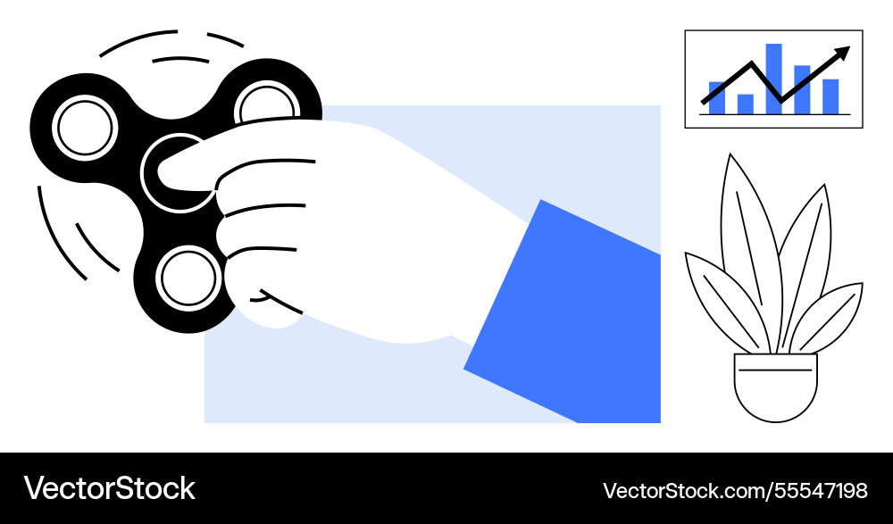 Hand halten Fidget Spinner neben Wachstumsdiagramm