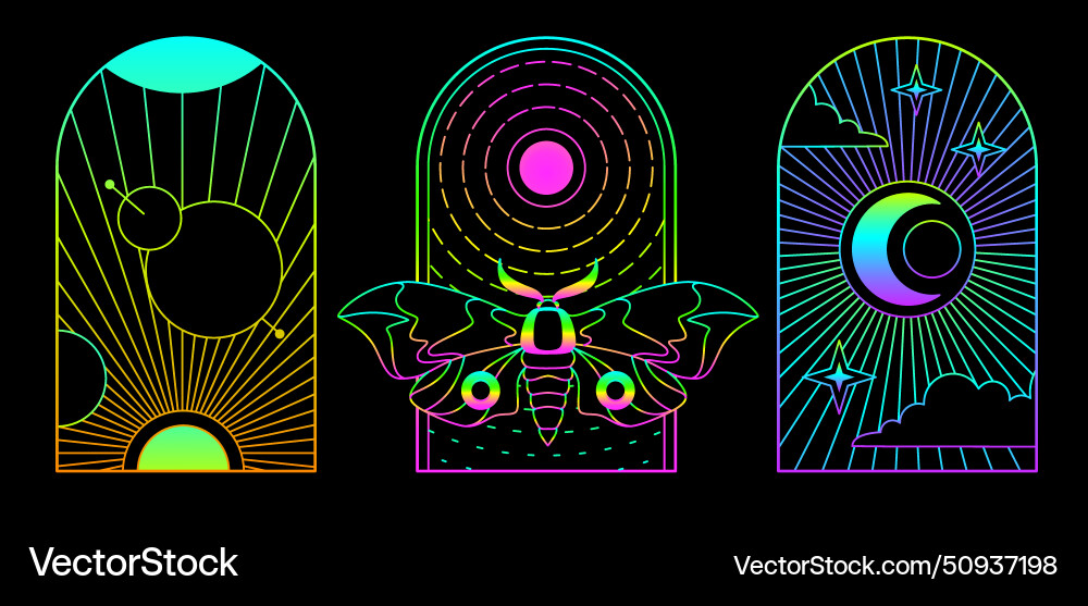 Modern magic witchcraft cards with sun and moon Vector Image