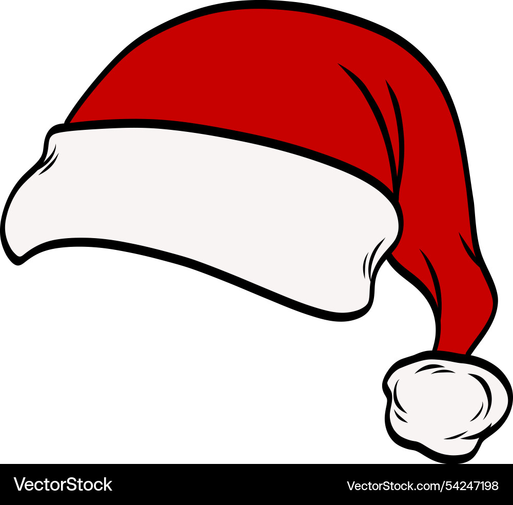 Santa hat christmas and white cap drawing Vector Image