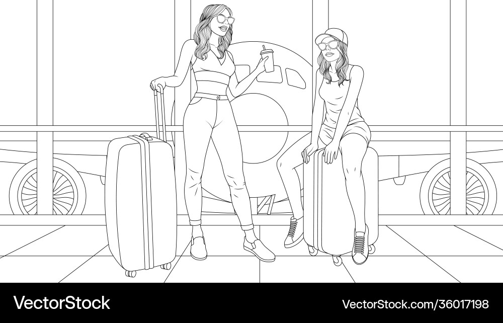 Two beautiful girls Royalty Free Vector Image - VectorStock