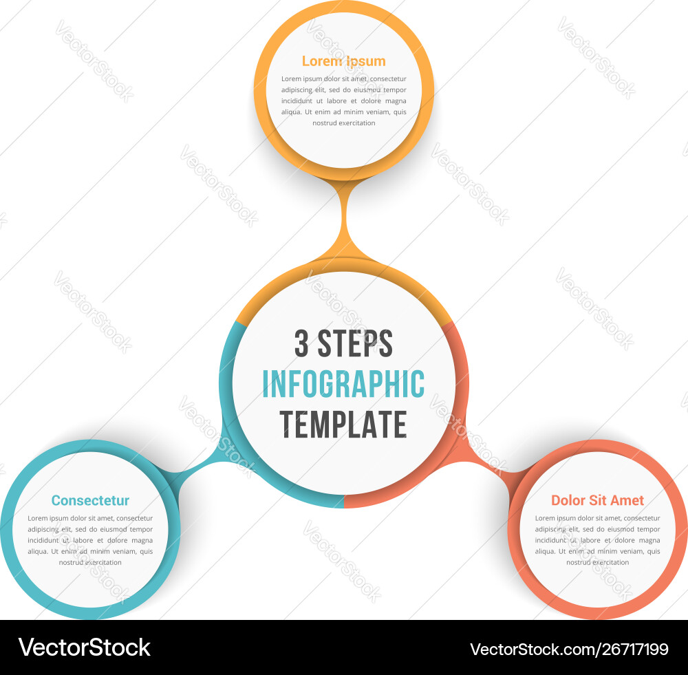 Circle diagram with three steps Royalty Free Vector Image