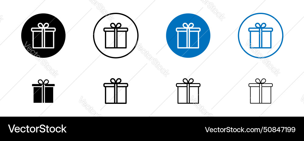 Gift box with ribbon icon set giving Royalty Free Vector