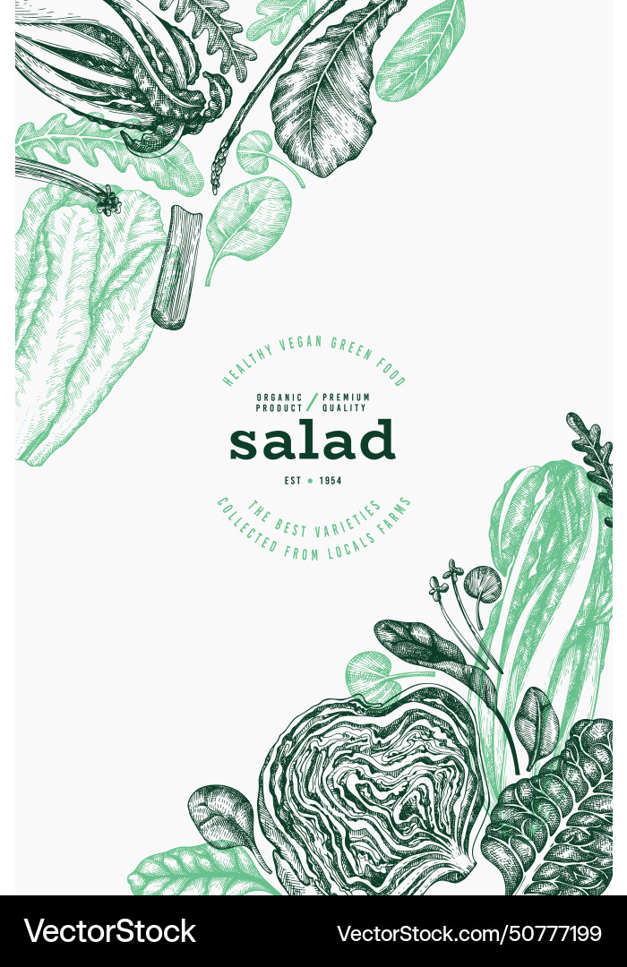 Green vegetable design template hand drawn Vector Image