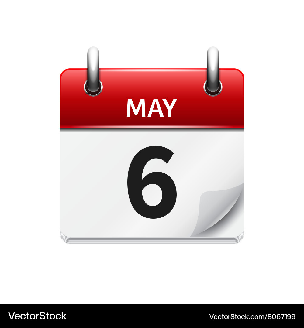 May 6 flat daily calendar icon date Royalty Free Vector May 6 flat daily calendar icon date Royalty Free Vector