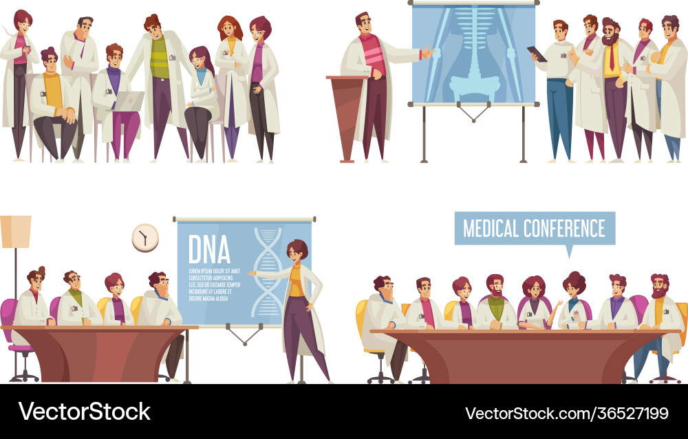 Medical conference composition set Royalty Free Vector Image