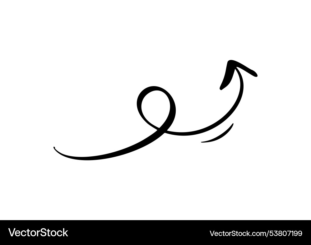 Stylish black spiral arrow with smooth flowing Vector Image
