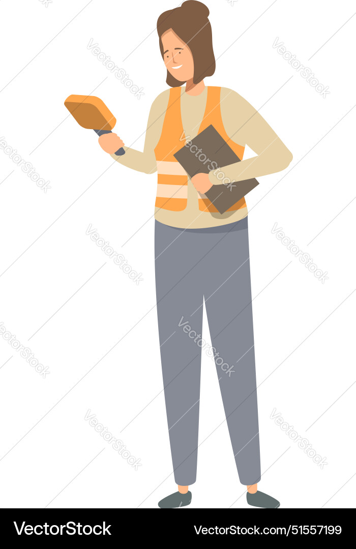 Warehouse worker is scanning a package while Vector Image
