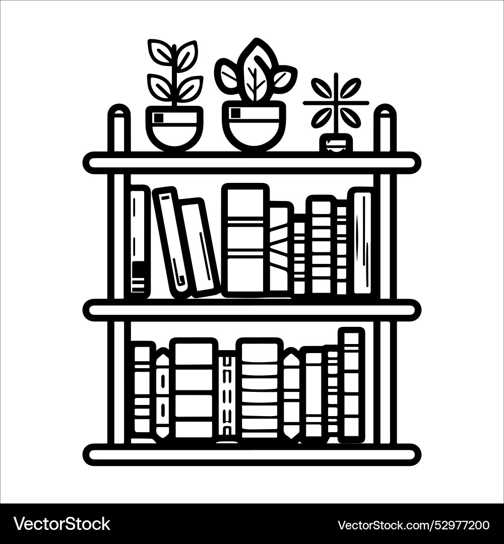 Bookshelf icon or modern line symbol art Vector Image