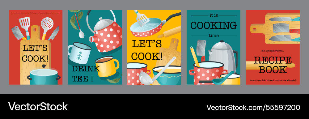 Cook time typography template posters vertical Vector Image