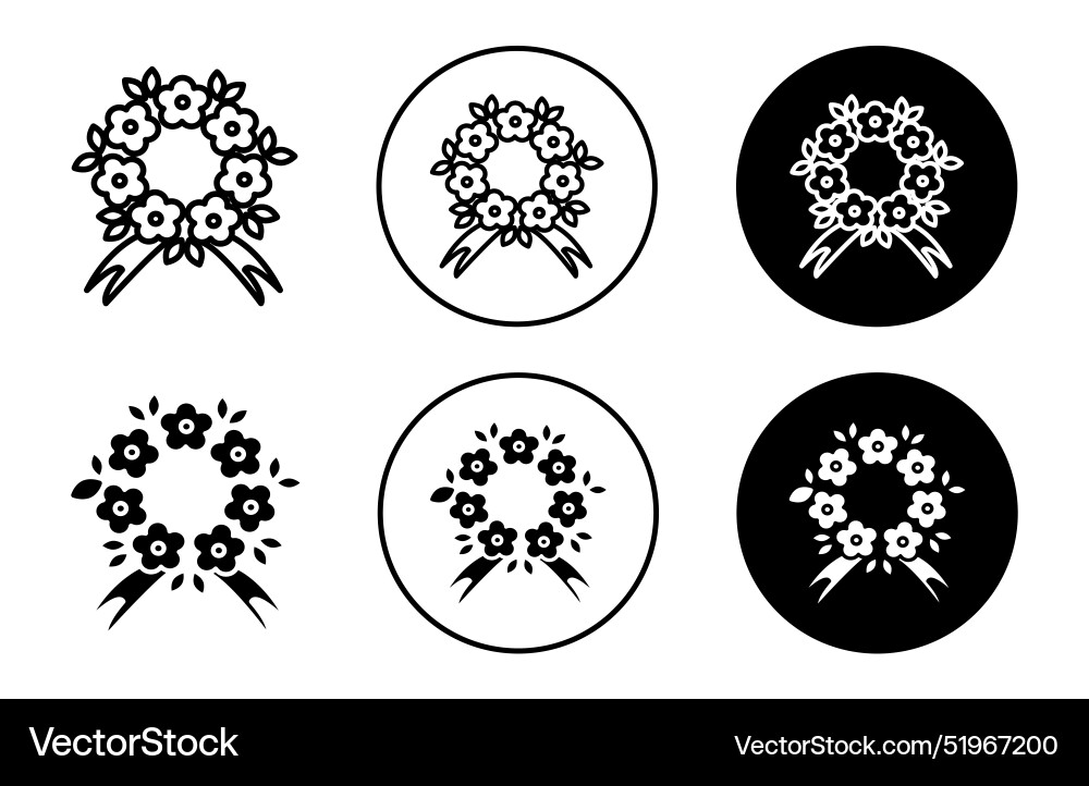 Funeral wreath flat line icon set funeral wreath Vector Image