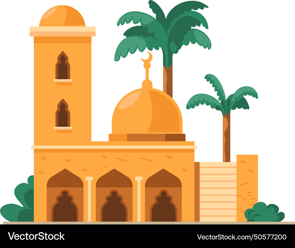 Islamic architecture mosque with minaret and dome Vector Image