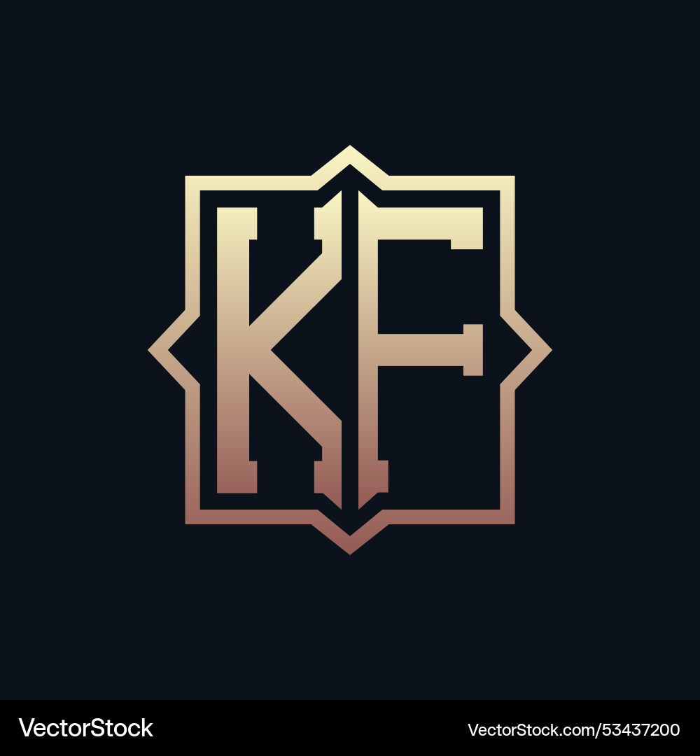 Luxury initial kf monogram logo design elegant Vector Image