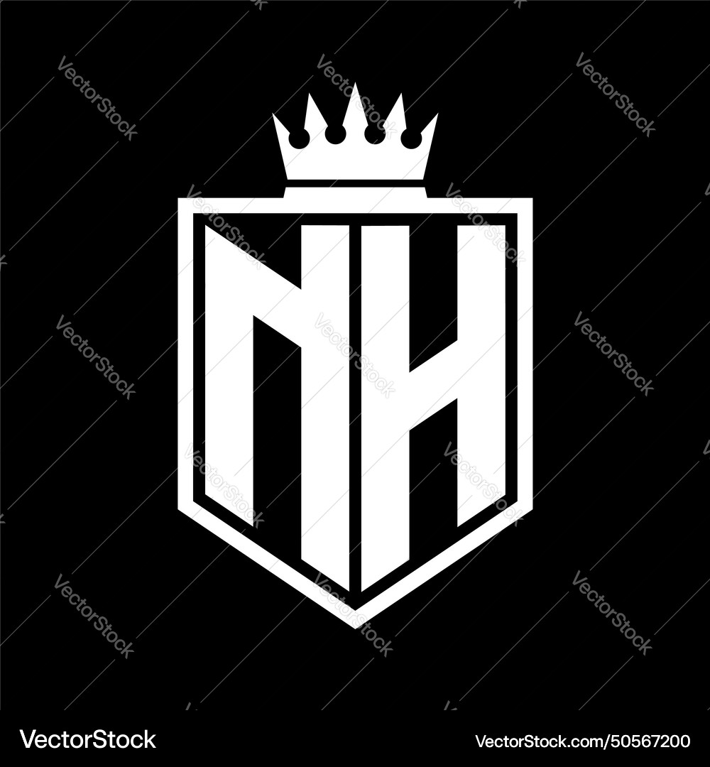 Nh logo monogram bold shield geometric shape Vector Image
