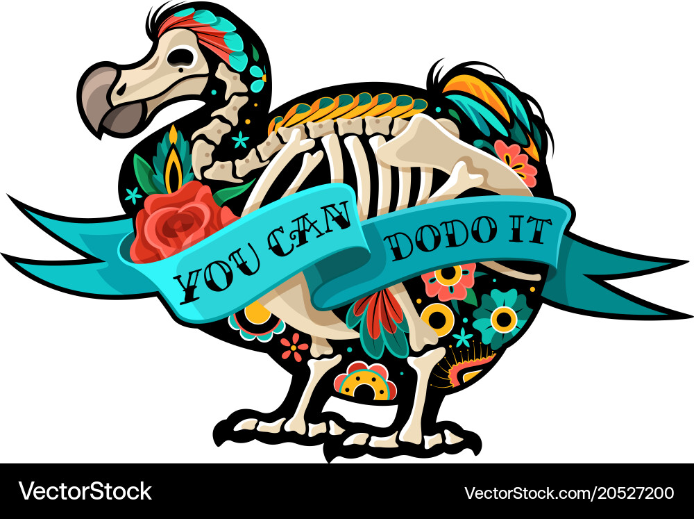 Old school tattoo dodo Royalty Free Vector Image