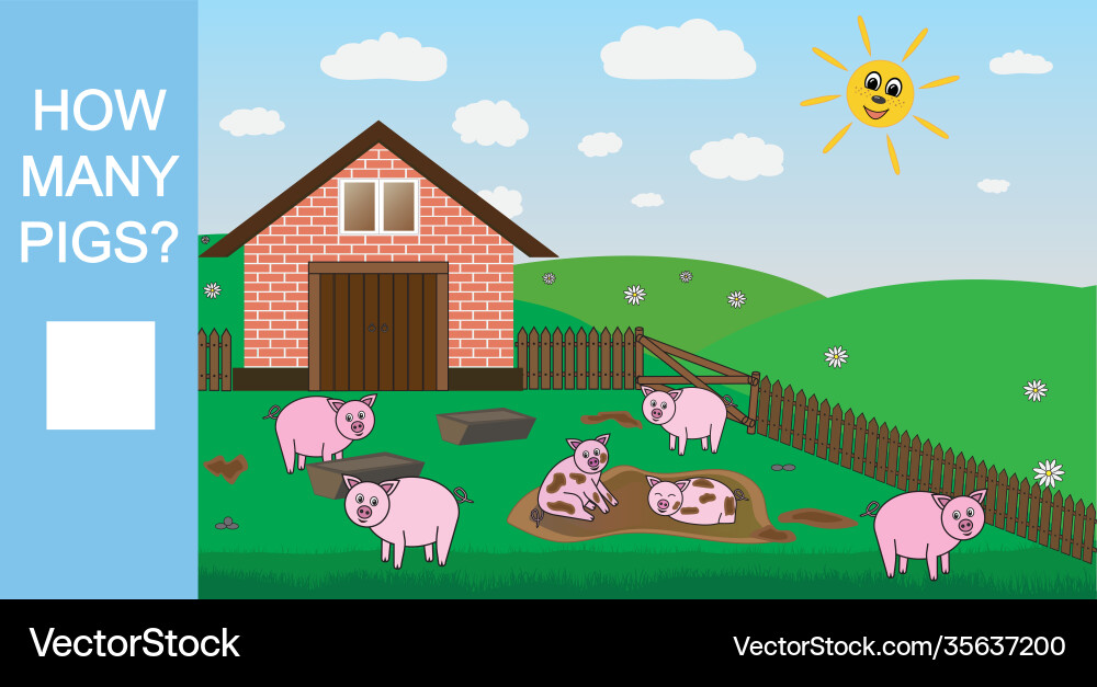 Preschool Counting Game - Pig Theme Royalty Free Vector