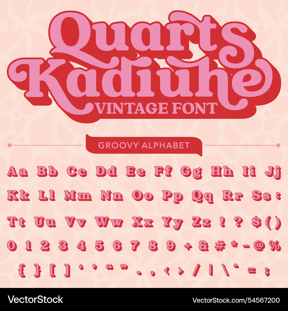 Retro Groovy Vintage Font - Alphabet Display Vector Image