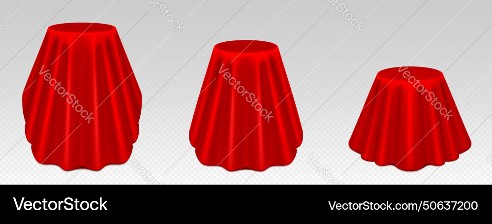 Round podium or table covered with red curtain Vector Image