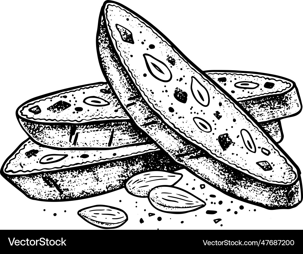 Sketchy of biscotti Royalty Free Vector Image - VectorStock