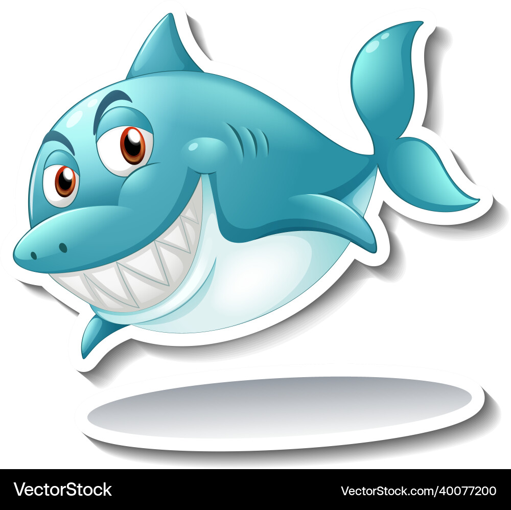 Smiling Hai Cartoon Aufkleber Lizenzfreies Vektorbild