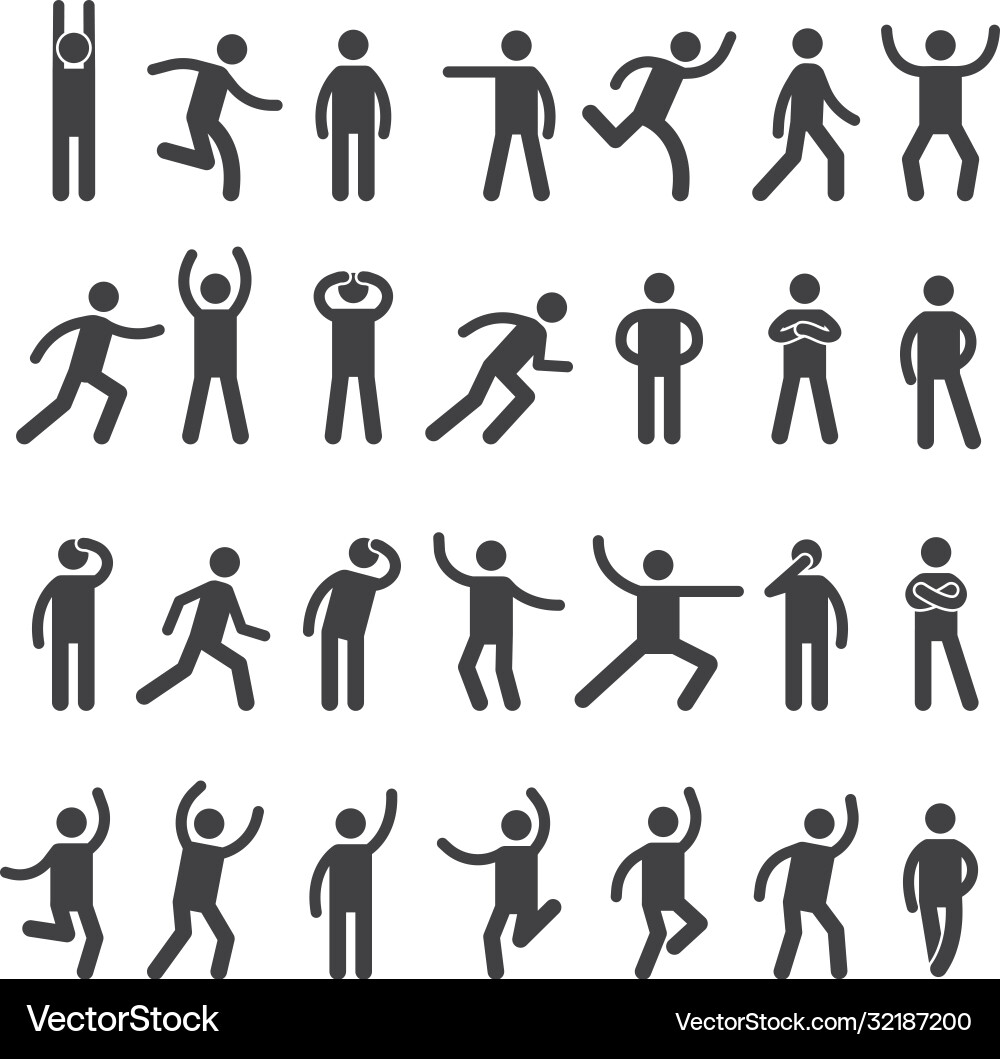 Stick Figure Posture Icons Royalty Free Vector Image