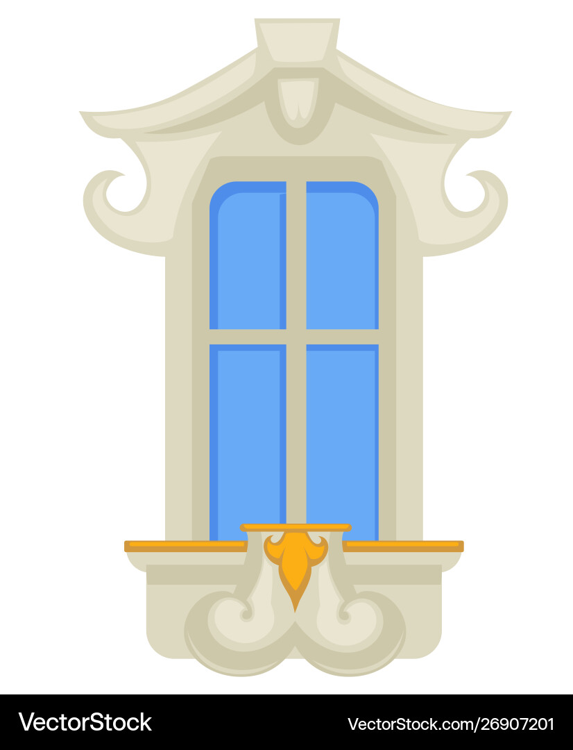 Architecture design rococo style window with gold Vector Image