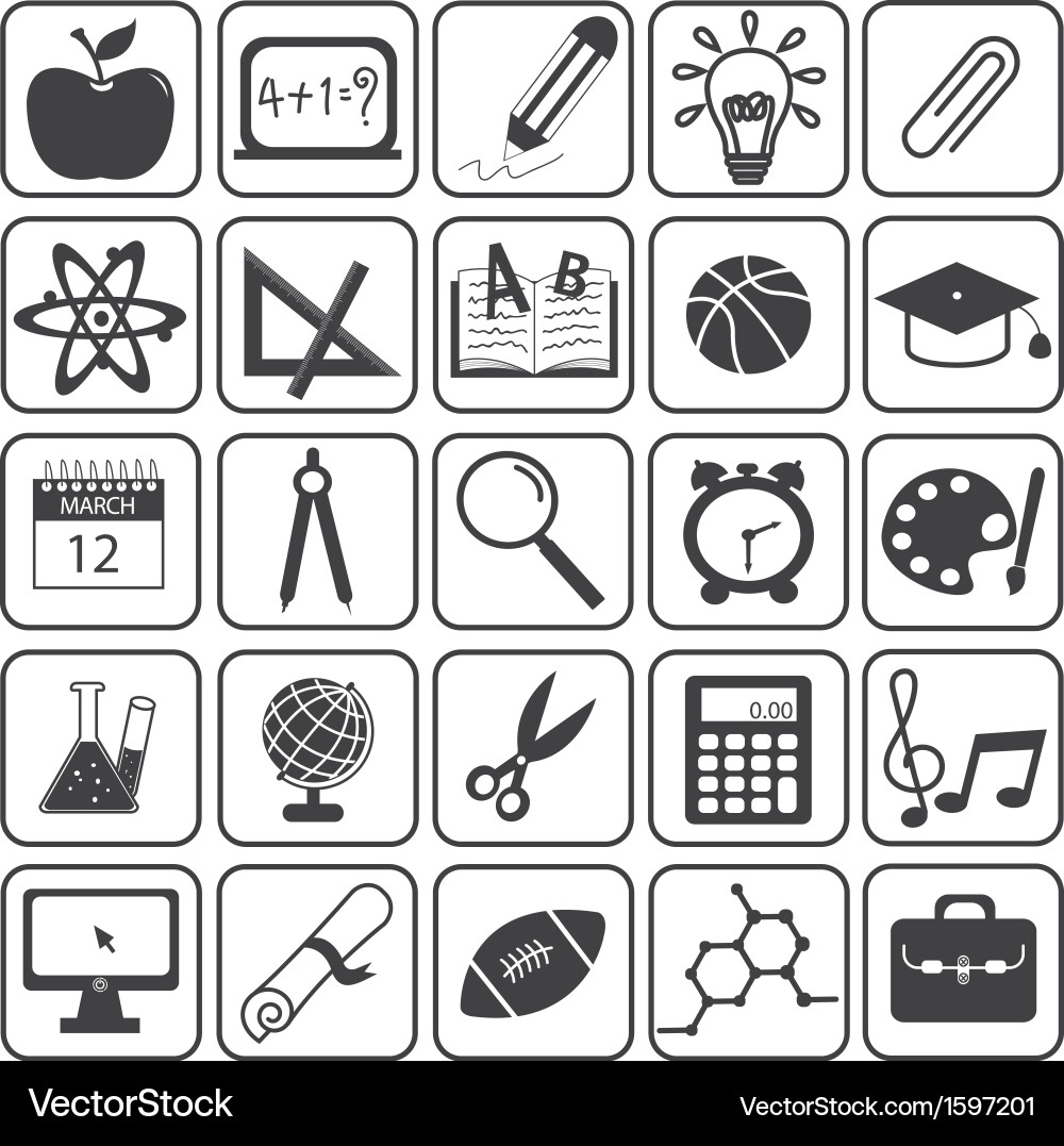 Basic education icons set Royalty Free Vector Image
