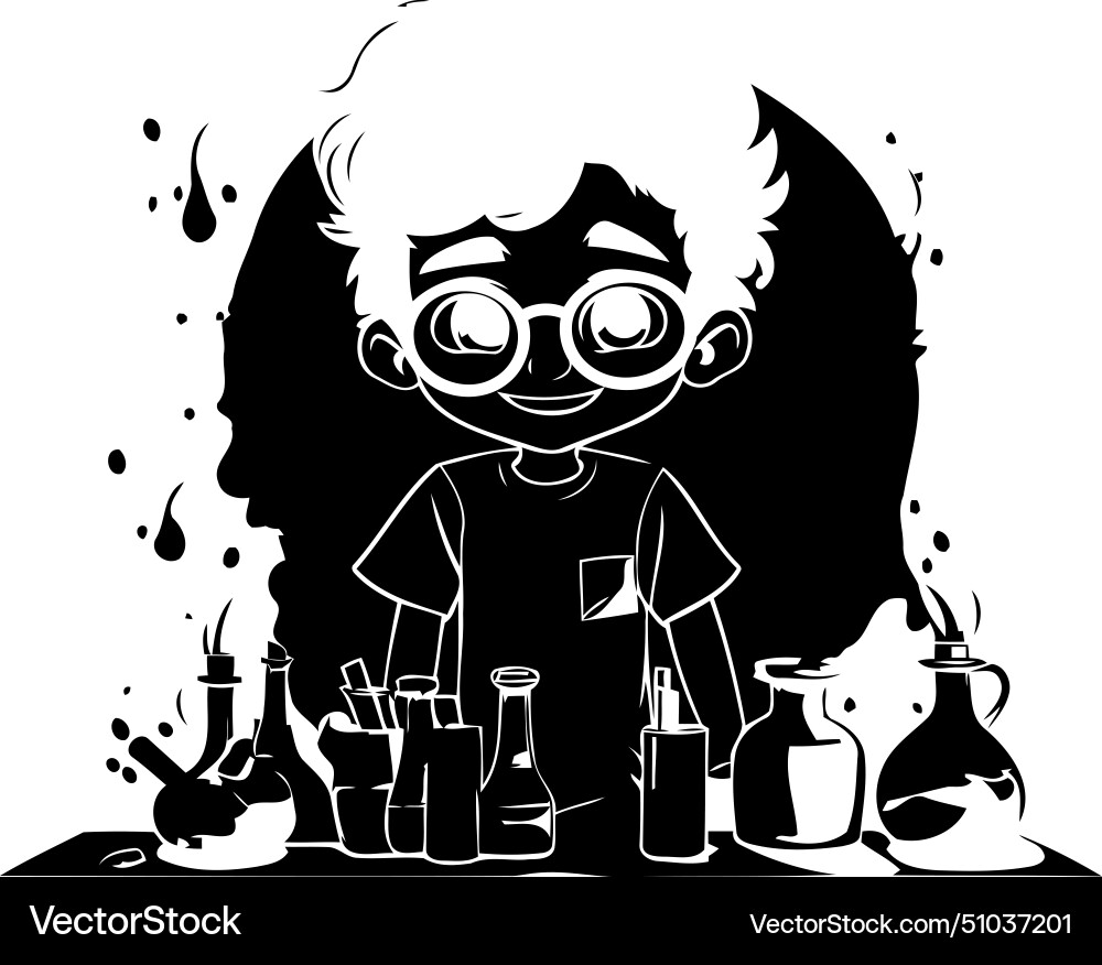 Boy scientist in the laboratory Royalty Free Vector Image