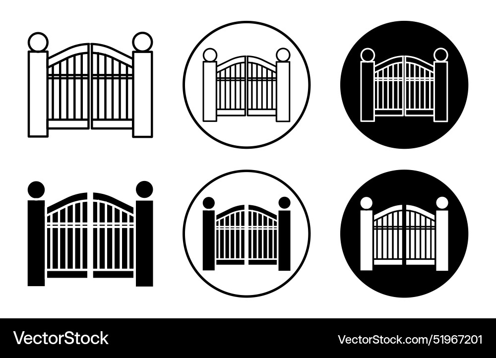 Gate icon sign set in outline style graphics Vector Image
