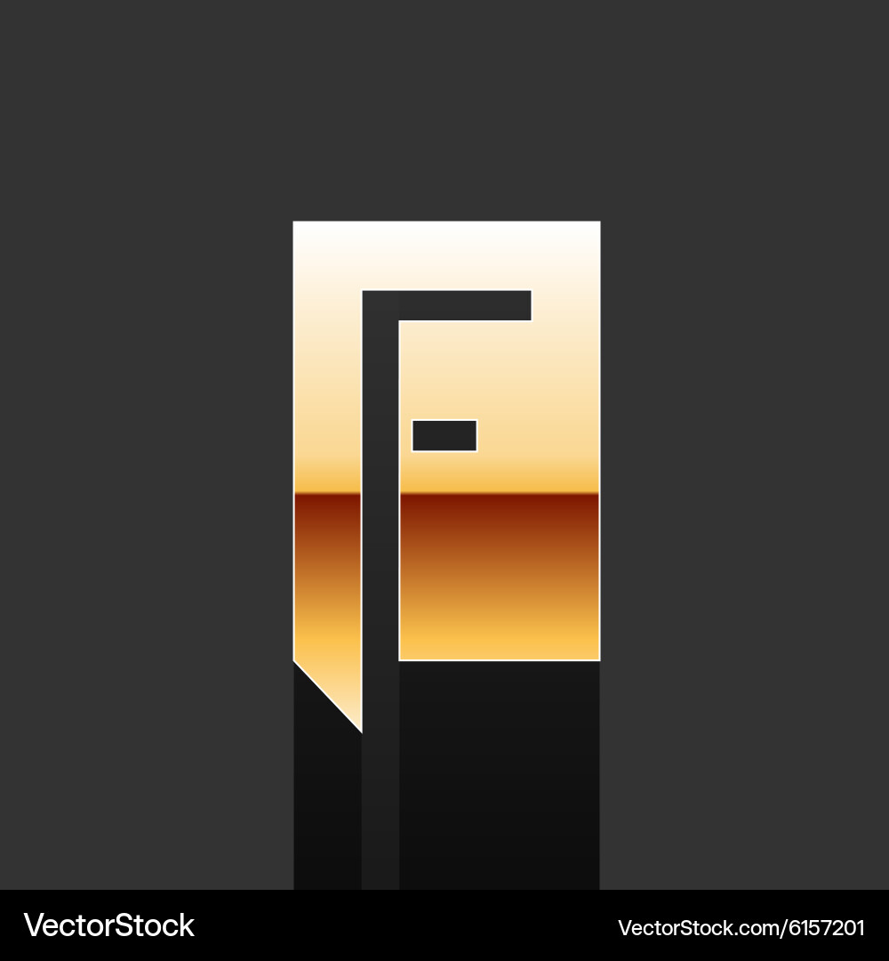 Gold letter f shape logo element Royalty Free Vector Image